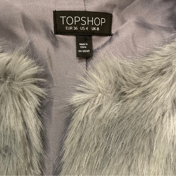 Topshop | Jackets & Coats | Topshop Gray Faux Fur Vest Size 4 | Poshmark